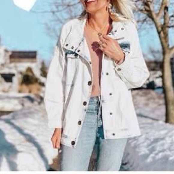 CAbi | Jackets & Coats | Cab Small Drew Fade Wash Blue Cotton Oversized ...